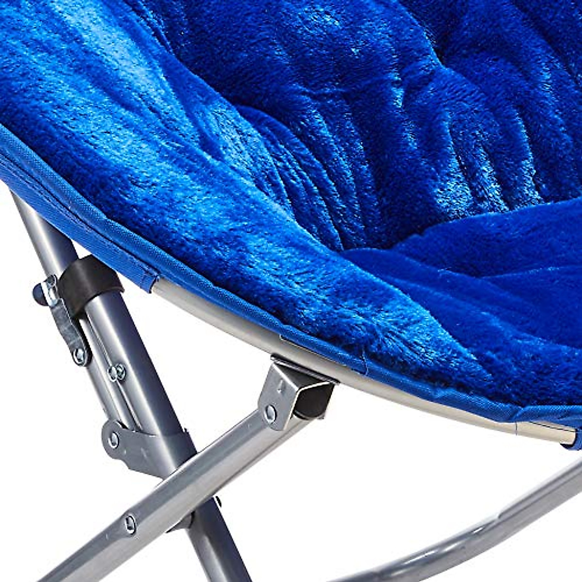 Urban Lifestyle Super Soft Faux Fur Saucer Chair with Folding Metal Frame, Navy, 29"X32"X22"