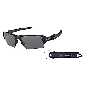 Oakley Flak 2.0 XL OO9188 918872 59M Polished Black/Black Prizm Polarized Sunglasses For Men+BUNDLE Accessory Leash Kit + BUNDLE with Designer iWear Eyewear Kit