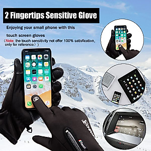 Weitars Winter Warm Gloves for Men Women Touchscreen Waterproof Thermal Snow Gloves for Cycling Hiking (XL)