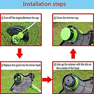 LIYYOO 29092 Replacement Trimmer Spool Line Compatible with Weed Eater String 24V and 40V Trimmer, Cordless Edger Spool Refills Parts(8 Spools, 2 Cap)
