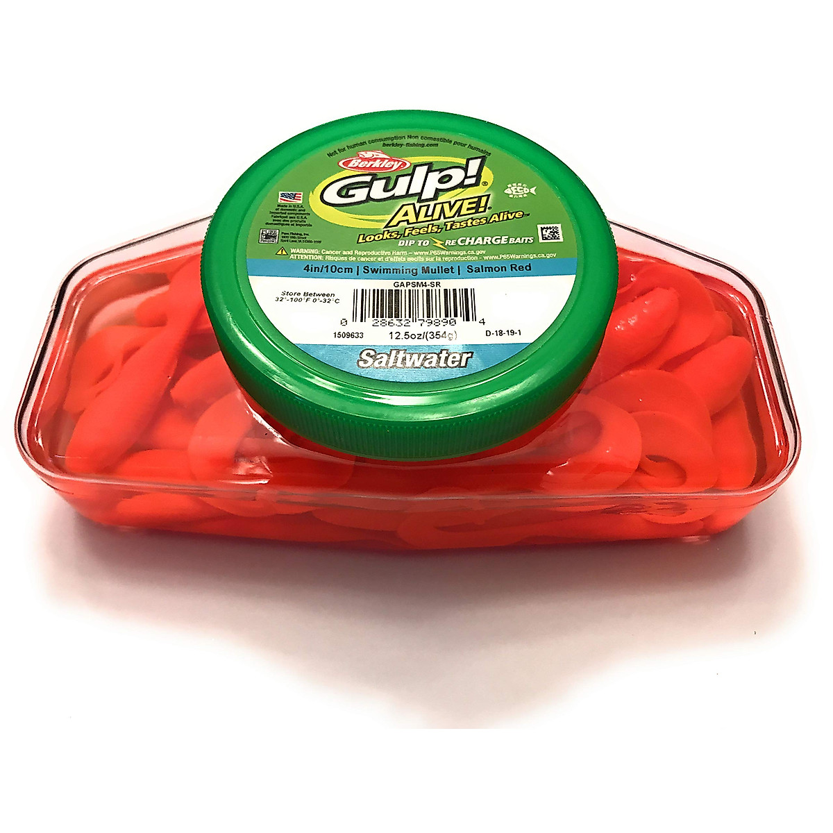 Berkley Gulp! Alive! Saltwater Swimming Mullet Salmon Red 4in | 10cm