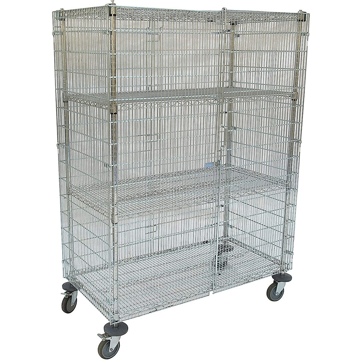 HIGOOD Wire Security Cart with Adjustable Shelves, Heavy Duty Rolling carts,1,000 lb Load Capacity, 52 inx27 inx69 in