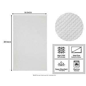 Embroidered Tiger Cub and Kanji Euro Cafe' Waffle Weave Cotton Kitchen/Hand Towel Gift Set - Set Includes Two (2) White Towels