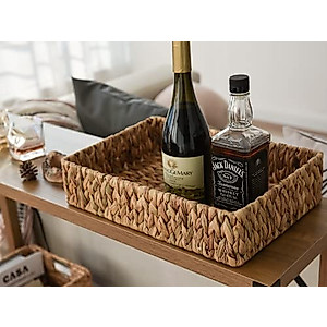 StorageWorks Large Toilet Basket Tank Topper, Toilet Paper Basket for Bathroom, Water Hyacinth Storage Basket for Toilet Tank Top, Shelf, Handwoven Bathroom Wicker Basket, Natural, 2 Pack