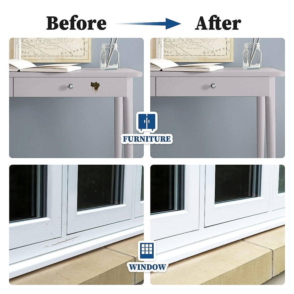 DWIL White Touch Up Paint - Multi Surface Touch Up Paint Pen, Scratch Repair for Wall, Door, Cabinets, Wood, Furniture, 1.5 Fl Oz (Semi Gloss, White)