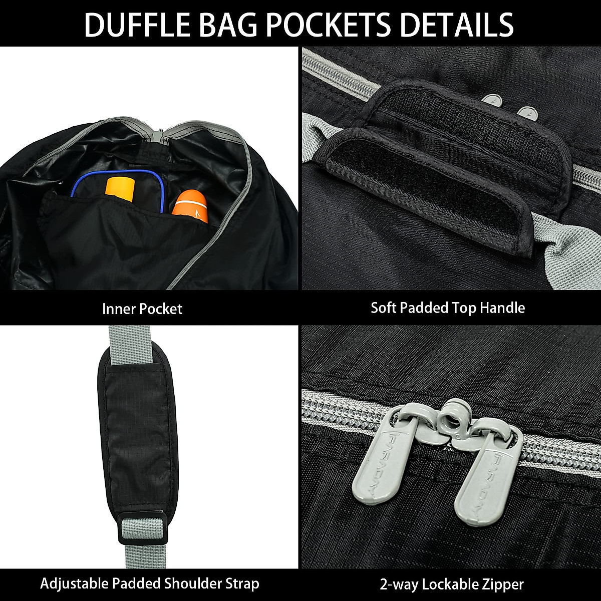 iFARADAY 105L Extra Large Duffel Bag 32.5 inch Lightweight Luggage for Travel-Black