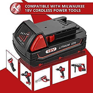 Dosctt 2 Packs 18V 3.0Ah 48-11-1835 48-11-1837 Replacement Battery Compatible with Milwaukee M18 Battery Lithium ion 48.11.1815 48-11-1820 48-11-1828 48-11-1840 48-11-1850 48-11-1852