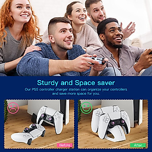 KINVOCA PS5 Charging Station, Playstation 5 PS5 Controller Charger Station and Fast Charging Dock for Dual Playstation 5 Controllers with LED Indicators