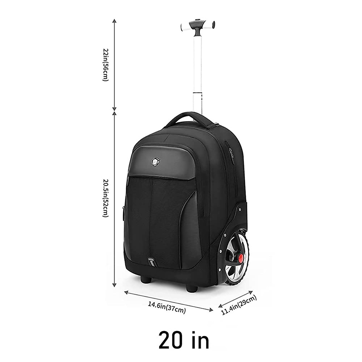 WMHYLYH 22 Inch Rolling Backpack, Waterproof Backpack with Wheels for Business and Travel Commuter, Carry on Laptop Backpack for Women and Men Adult (black)