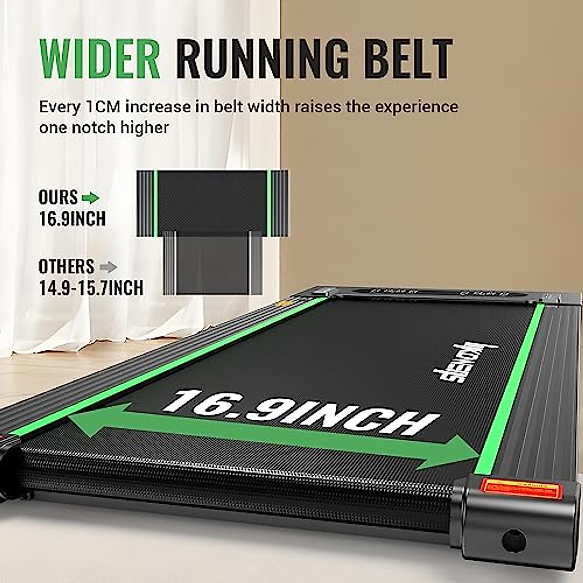 LYKOWENS Walking Pad Treadmill Under Desk, 16.9 inch Running Belt 2.5HP Walking Treadmill Under Desk with Remote Control, 300 Lb Capacity for Home, Office and Apartment