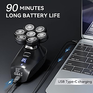 kensen 7D Head Shaver, 5 in 1 Bald Head Shavers for Men, Head Electric Razor with Nose Hair Sideburns Trimmer, Waterproof Wet/Dry Mens Grooming Kit, LED Display, USB Rechargeable, Gifts Travel Case