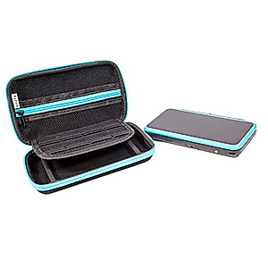 2DS XL Case, Orzly Carry Case for New Nintendo 2DS XL - Protective Hard Shell Portable Travel Case Pouch for New 2DS XL Console with Slots for Games & Zip Pocket - Blue on Black