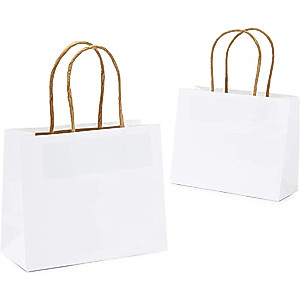 Sparkle and Bash Mini White Paper Thank You Gift Bags with Handles for Baby Shower, Birthday Party (50 Pack)