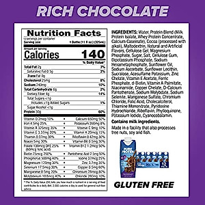 Pure Protein Chocolate Protein Shake, 30g Complete Protein, Ready to Drink and Keto-Friendly, Vitamins A, C, D, and E plus Zinc to Support Immune Health, 11oz Bottles, 12 Pack