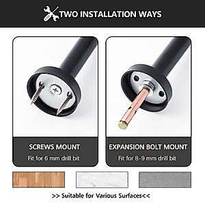 Door Stops, 6 Inch Long Door Stopper, Wall Mount, Heavy Duty Solid Black Doorstop Brushed Stainless Steel with Soft Rubber Bumper Tips