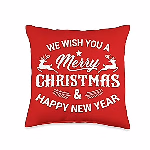 CLASSIC CHRISTMAS HOLIDAYS DECO NEW YEAR GREETING Christmas Deco New Year's EVE Greetings Womens Mens Kids Throw Pillow, 16x16, Multicolor