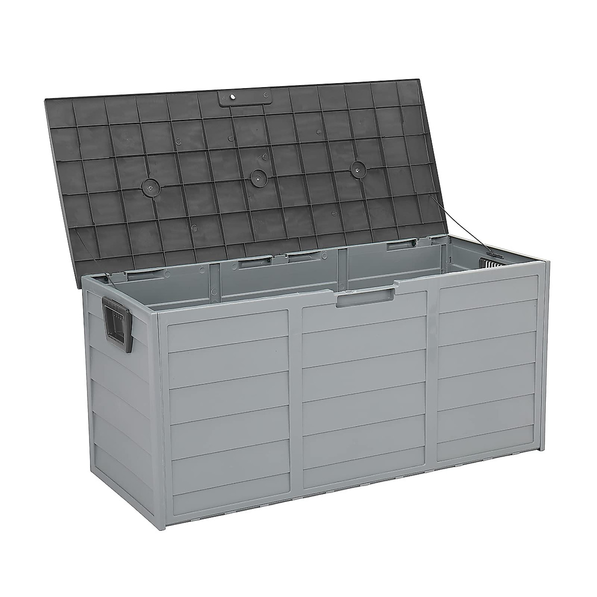 HomVent 75 Gallon Resin Deck Storage Box, Waterproof Outdoor Garden Deck Bin Patio Storage Deck Box with 2 Wheels, Outdoor Storage Container Furniture for Patio, Pool, Garden, Garage (Grey)