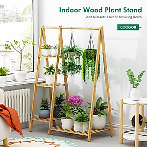 COOGOU Small Clothes Racks,Kids Clothes Hanging Rack, Bamboo Wood Clothing Garment Rack with Shelves, Free Standing Corner Dress Costume Rack for Small Place,Bedroom,Bathroom, Portable