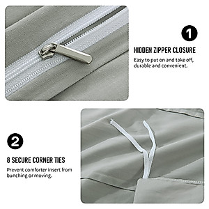 PERHOM Duvet Cover King Size - 100% Cotton Textured Pleated Duvet Cover Set, 3 Pieces Soft Breathable Boho Shabby Chic Bedding Duvet Covers for All Season, Gray, 104"x90", No Comforter