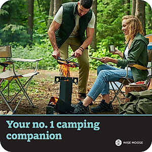 WISE MOOSE Rocket Stove for Cooking - Heavy-Duty Cast Iron Rocket Stove Wood Burning Portable, Mini Wood Stove, Wood Burning Heater, Wood Fire Camping Stove, Fire Tower, Portable Wood Burning Stove