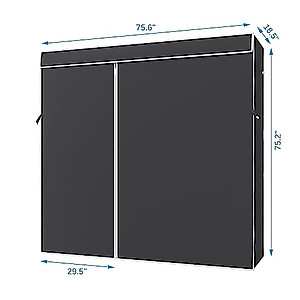 VIPEK Garment Rack Cover for V6, Large Size Dustproof Clothes Cover Oxford Fabric Clothing Rack Covers with Zipper, 75.6" L X 18.5" W X 75.2" H, Black