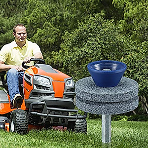 【2021 NEW】Double Layer Corundum Lawn Mower Blade Sharpener, Universal Wear Lawnmower Blade Sharpener for Any Power Drill/Hand Drill, Double-Layer Grindstones Easy to Use and Not Easy Damage-(Gray)