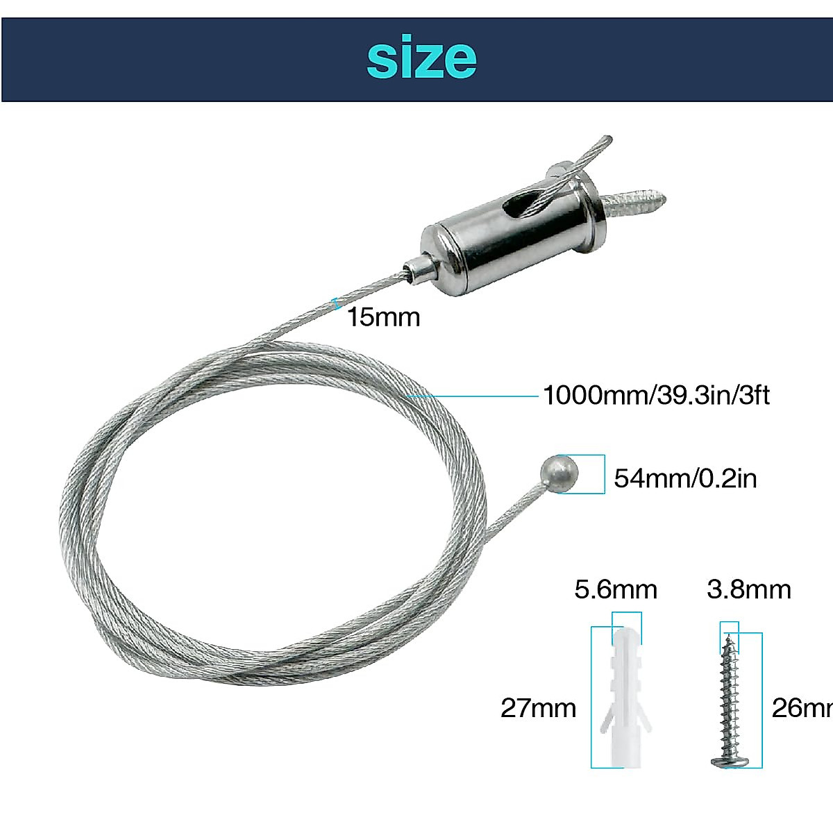 12 Sets Hexagon Garage Light Suspension Cables Kit Steel Hanging Chains 3.28ft, Hex Honeycomb Light Connectors Pendant Light Wire Rope Cable Heavy Duty Chandelier Wire Adjustable (1m 12pcs)