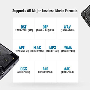 HIFIWALKER Hires Audio Bluetooth MP3 Player with High Resolution Wired Earbuds A2, 3.5mm Jack