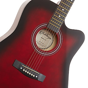 Ashthorpe 41-inch Beginner Cutaway Acoustic Guitar Package (Red), Full Size Basic Starter Kit w/Gig Bag, Strings, Strap, Tuner, Picks