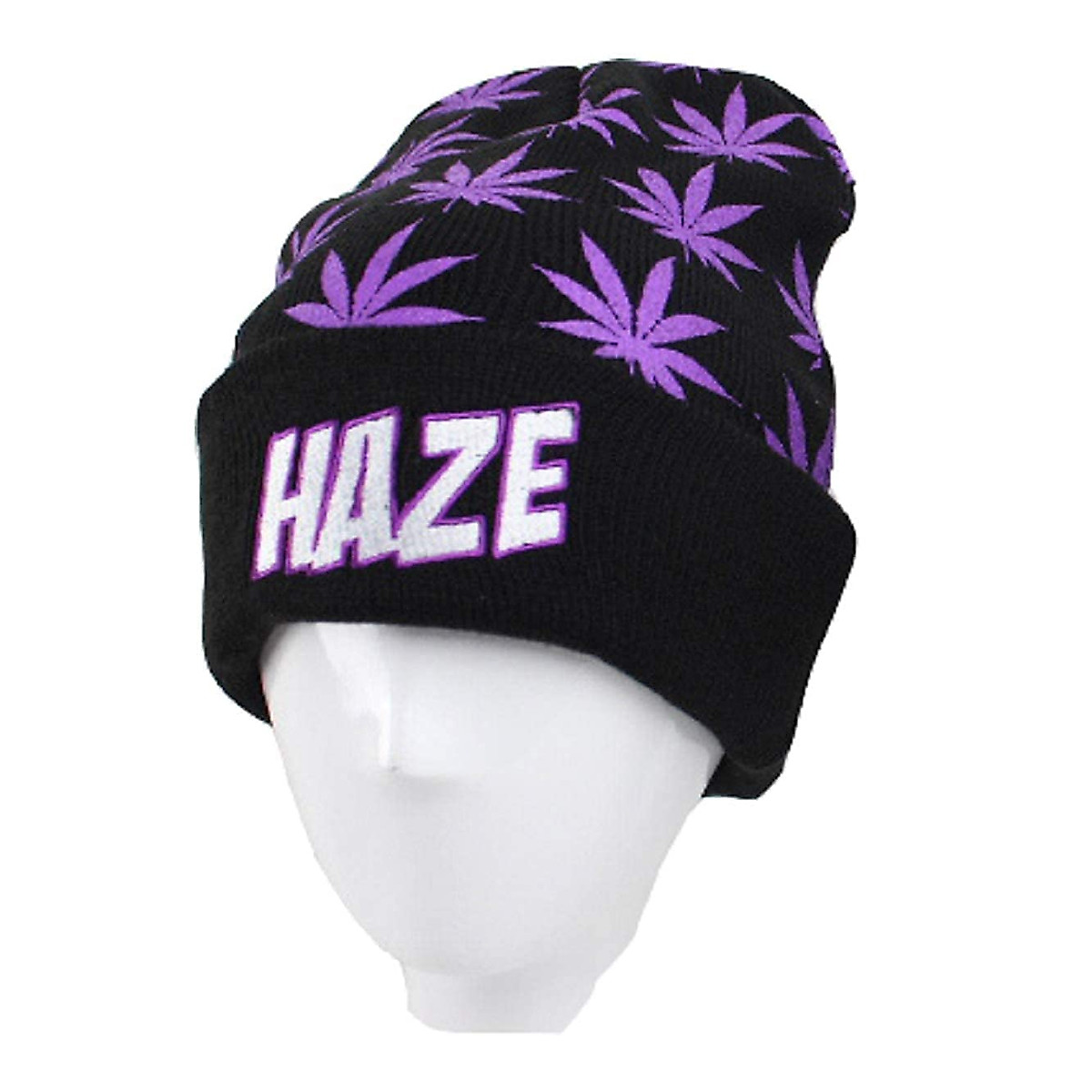 UTOWO Weed Marijuana Weed Acrylic Hat Knit Beanie Hat Rolling Up Skully Cap Purple