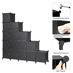 ANWBROAD Cube Storage Organizer, 9-Cube Modular DIY Book Shelf with Doors, Cube Storage Shelf, Plastic Storage Cubbies Cabinet for Living Room Bedroom Office White ULCS09TM