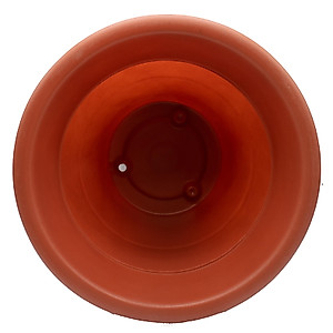 The HC Companies 17 Inch Terrazzo Large Round Planter - Rolled Rim Weather Resistant Decorative Plastic Plant Pot with Drainage for Indoor Outdoor Use, Clay