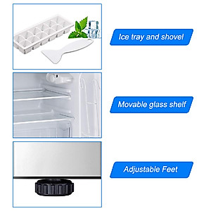 Toolsempire 3.2 Cu. FT Mini Fridge with Freezer, Dual Door Refrigerator with Adjustable Temperature & Removable Glass Shelves, Mini Fridge for Dorm, Office, Kitchen (Grey)