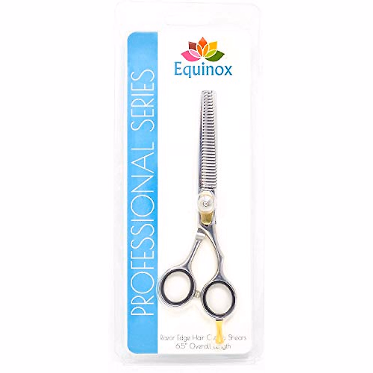 Equinox International, Professional Hair Scissors, Japanese Stainless Steel-Barber Hair Cutting Texturizing Thinning Razor Edge Series Teeth Shears for Men/Women/Kids/Salon & Home-6.5" Overall Length