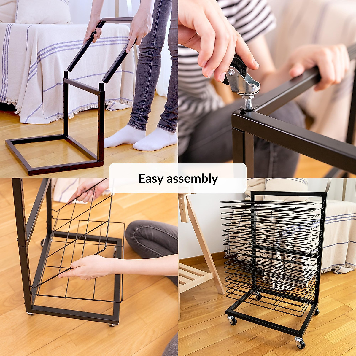 ODOXIA Art Drying Rack for Classroom | Functional & Mobile Paint Drying Rack | 19 Removable Shelves | Canvas Rack Art Storage | Painting Drying Rack with Wheels | Stack Rack for Painting, and More