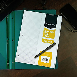 Amazon Basics Graph Ruled Loose Leaf Filler Paper, 100 Sheet, 11 x 8.5 Inch, Pack of 6