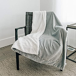 GRACED SOFT LUXURIES Throw Blanket Sherpa Fleece Minky Microfiber Reversible Soft Throw (Gray, Throw 50" x 60")