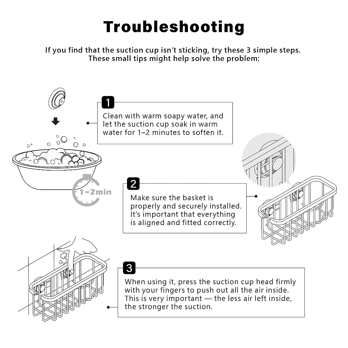 SunnyPoint NeverRust Deluxe Kitchen Sink Suction Holder for Sponges, Scrubbers, Soap, Kitchen, Bathroom, 304 Stainless Steel (Brushed Texture, 7.4 x 3.3 x 2.75 Inch)(Sponge & Brush NOT Included)