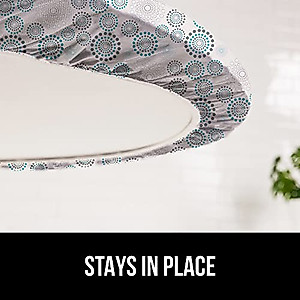 Gorilla Grip Vinyl Round Tablecloth, Fitted Elastic Edge Cover, Fade and Stain Resistant Table Cloths, Spill Proof Linen Covers for Indoor Dining, Outdoor Picnic Parties, Camping, 44" Turquoise Spiral