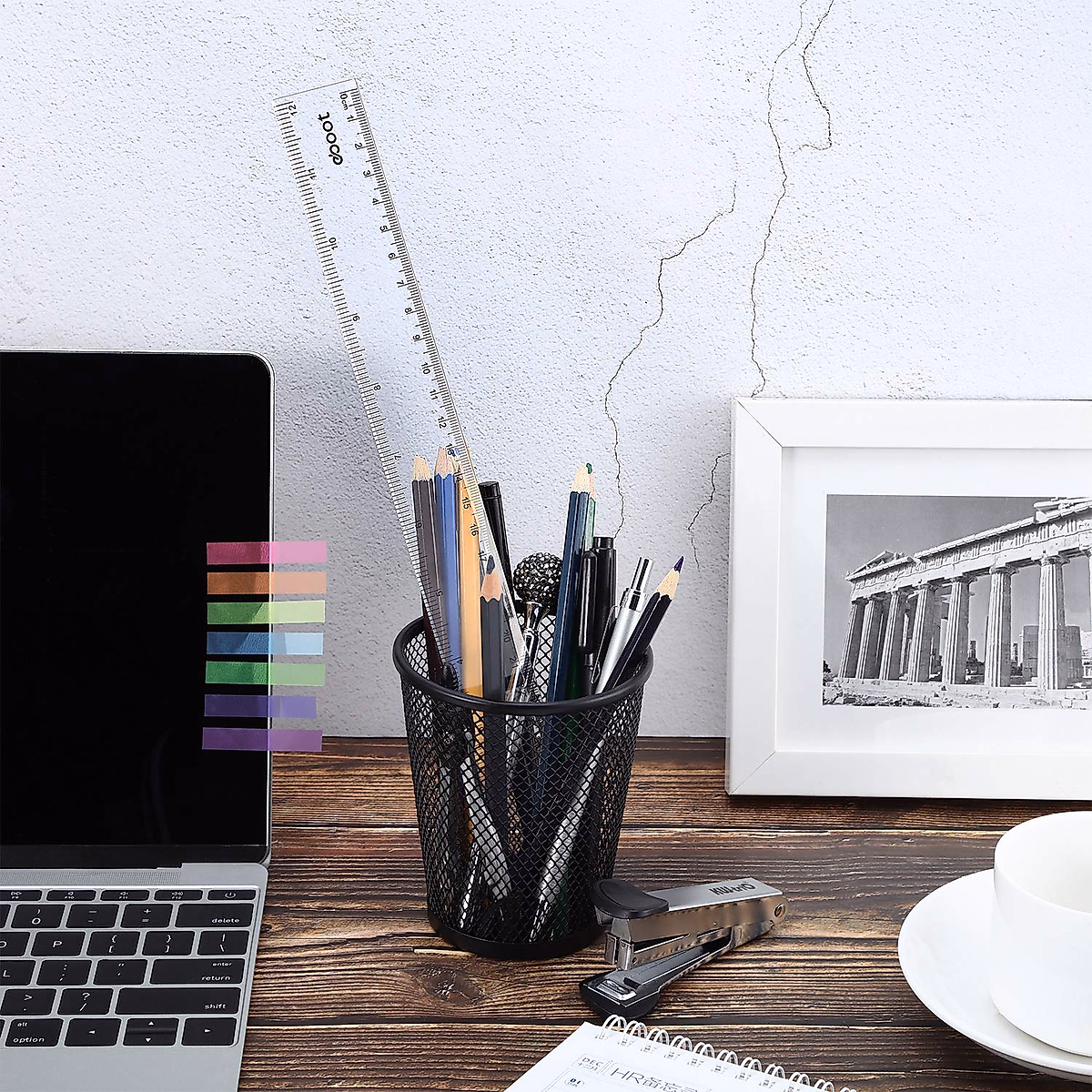 2 Pack Plastic Ruler Straight Ruler Plastic Measuring Tool for Student School Office (Clear, 12 Inch)