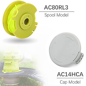 AC80RL3 String Trimmer Replacement Spool Compatible with Ryobi One PLUS+ 18v 24v 40v Weed Wacker String .080 Inch Twisted Line Weed Eater Auto-Feed Replacement Spool (8 Spools + 2 Caps)