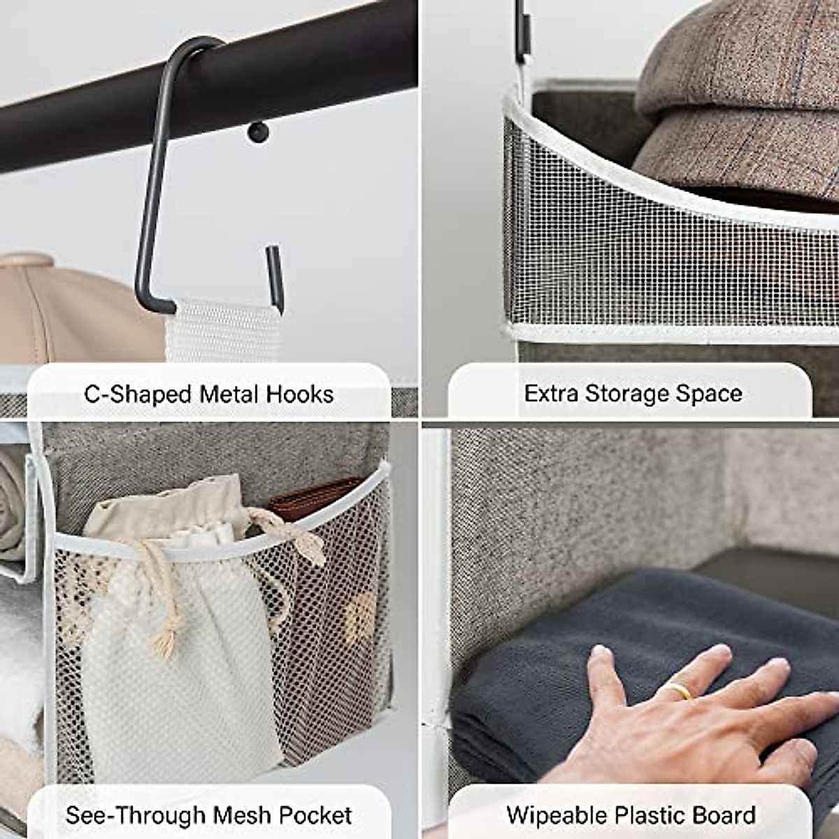 StorageWorks 3-Shelf Hanging Closet Organizer, Adjustable Hanging Closet Organizers and Storage, Gray, Canvas, 12 ¾”W x 12 ¾”D x 32”H