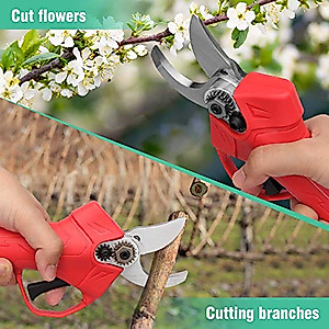 WONDER MASTER Cordless Pruning Shears with 2 Pcs Rechargeable 2Ah Lithium Battery Powered Electric Pruning Shears Professional Electric Pruner, 1 Inch Cutting Diameter, 6-8 Working Hours（Red）