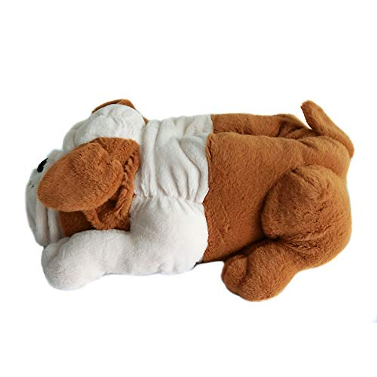 Fuzzy Winter Indoor Animal Dog Slippers for Big Kids Boys Girls, Bulldogs(Big Kid Size 3-5, Brown)