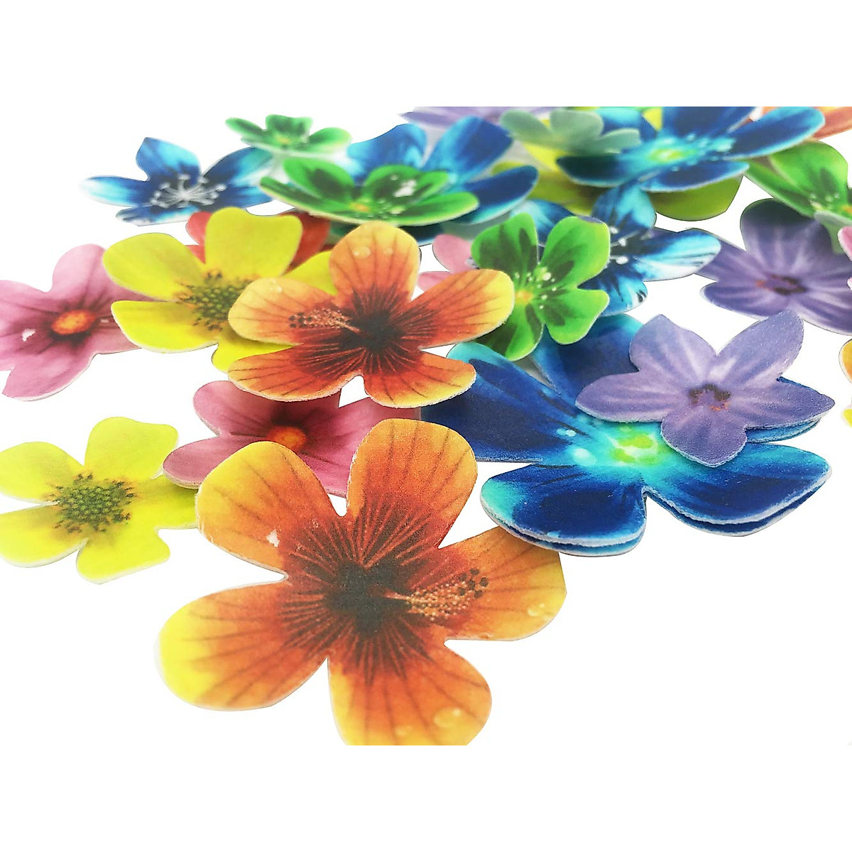 Set of 30 Edible Cupcake Toppers Christmas Cake Topper Wedding Cake Birthday Party Food Decoration Mixed Size & Colour (Flower)