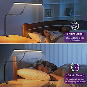 EOOKU LED Desk Lamp for Office Home, 12W Desk Light with Stepless Dimming Multi-Lighting Modes Adjustable Flexible Gooseneck for Reading, Study, Workbench