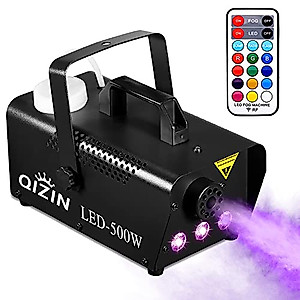 Fog Machine 500W with Full Color LED Lights and Wireless Remote - Control 12 Colors and 3 Modes, Perfect for Halloween Parties and Stage Effects