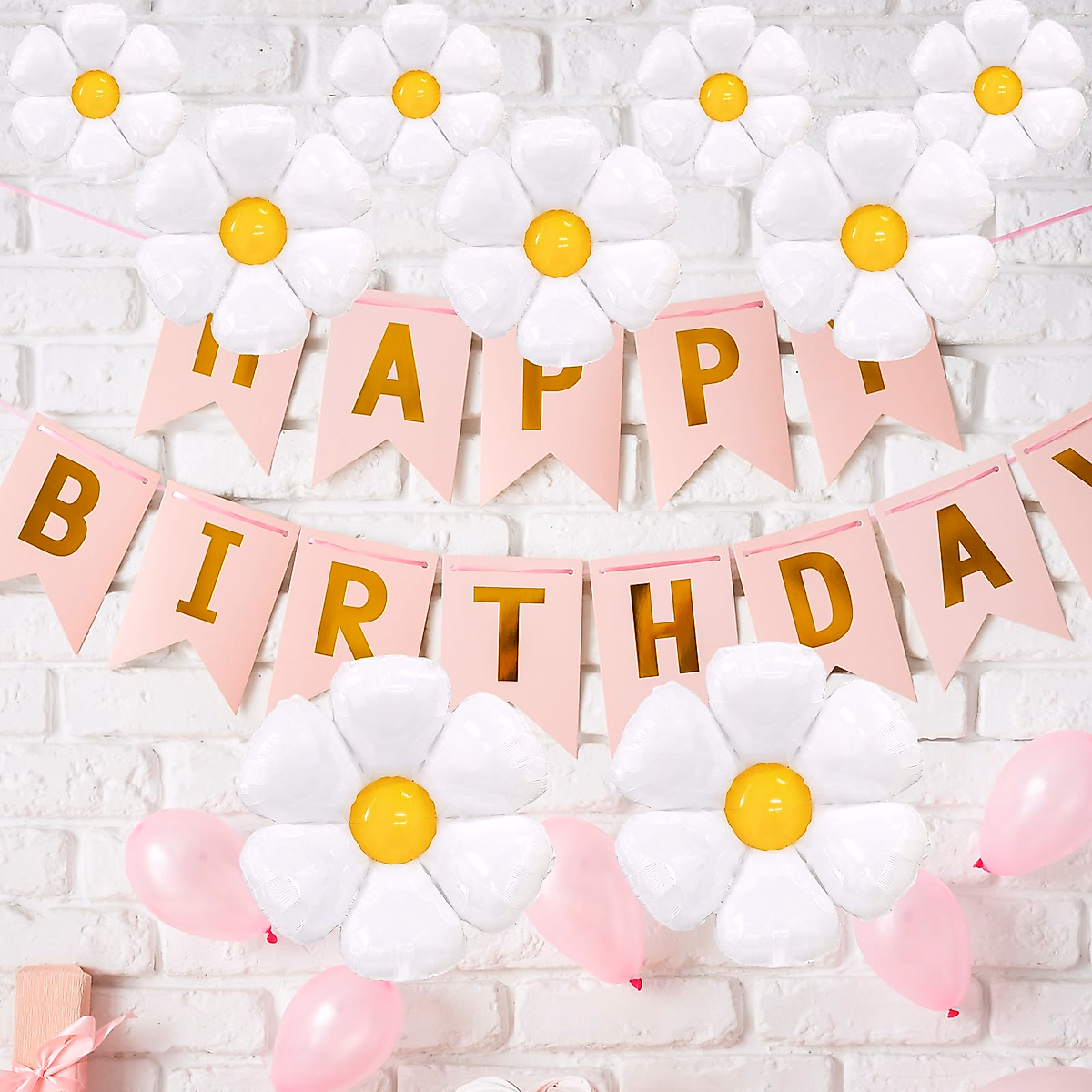 9 Pieces Large Daisy Flower Balloons Set - 3 Sizes White Flower Shaped Aluminum Foil Balloon for Daisy Birthday Decorations, Baby Shower, Wedding, Groovy Boho Daisy Party Supplies