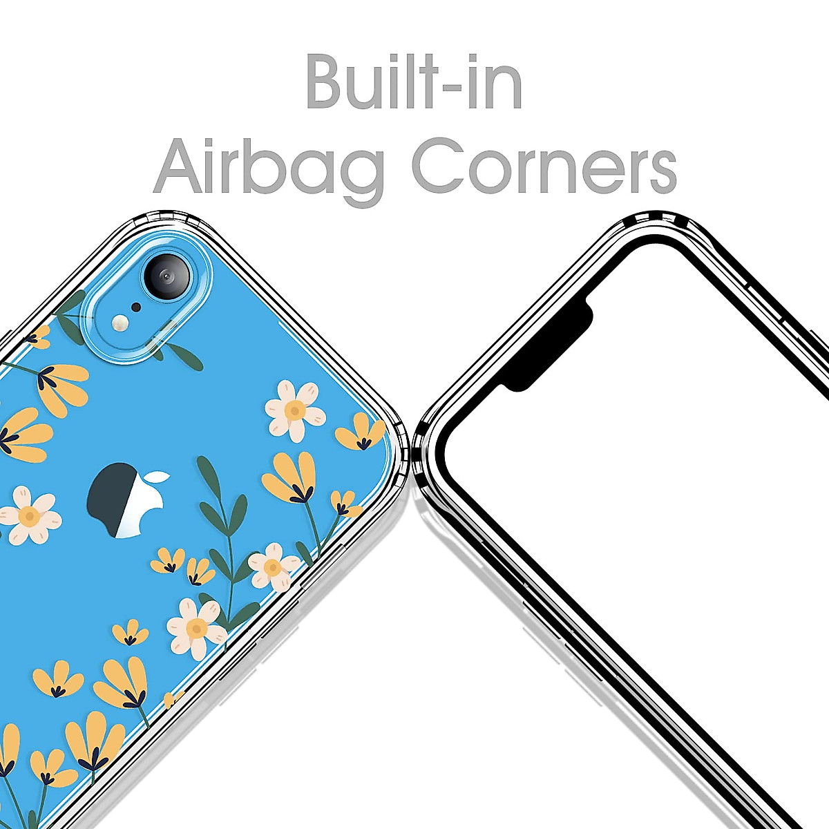 GYZYA for iPhone XR Case Clear with Floral Design, Cute Protective Slim TPU Bumper + Shockproof Non Yellowing Back Cover for Women and Girls (Little Flowers/Yellow)