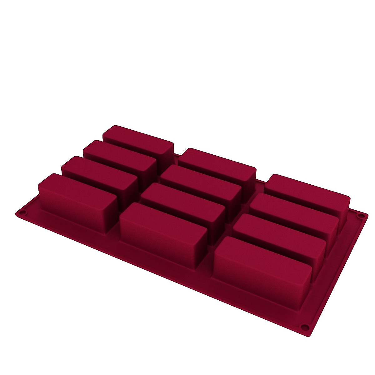 Ultra-Premium, Eco-Friendly 12-Oblong Cavity Narrow Rectangle Silicone Bars, Baking Mold/Baking Pan for Soap, Cake, Bread, Cupcake, Cheesecake, Cornbread, Muffin & Brownies 29.5x17.5x1.3 by MORE